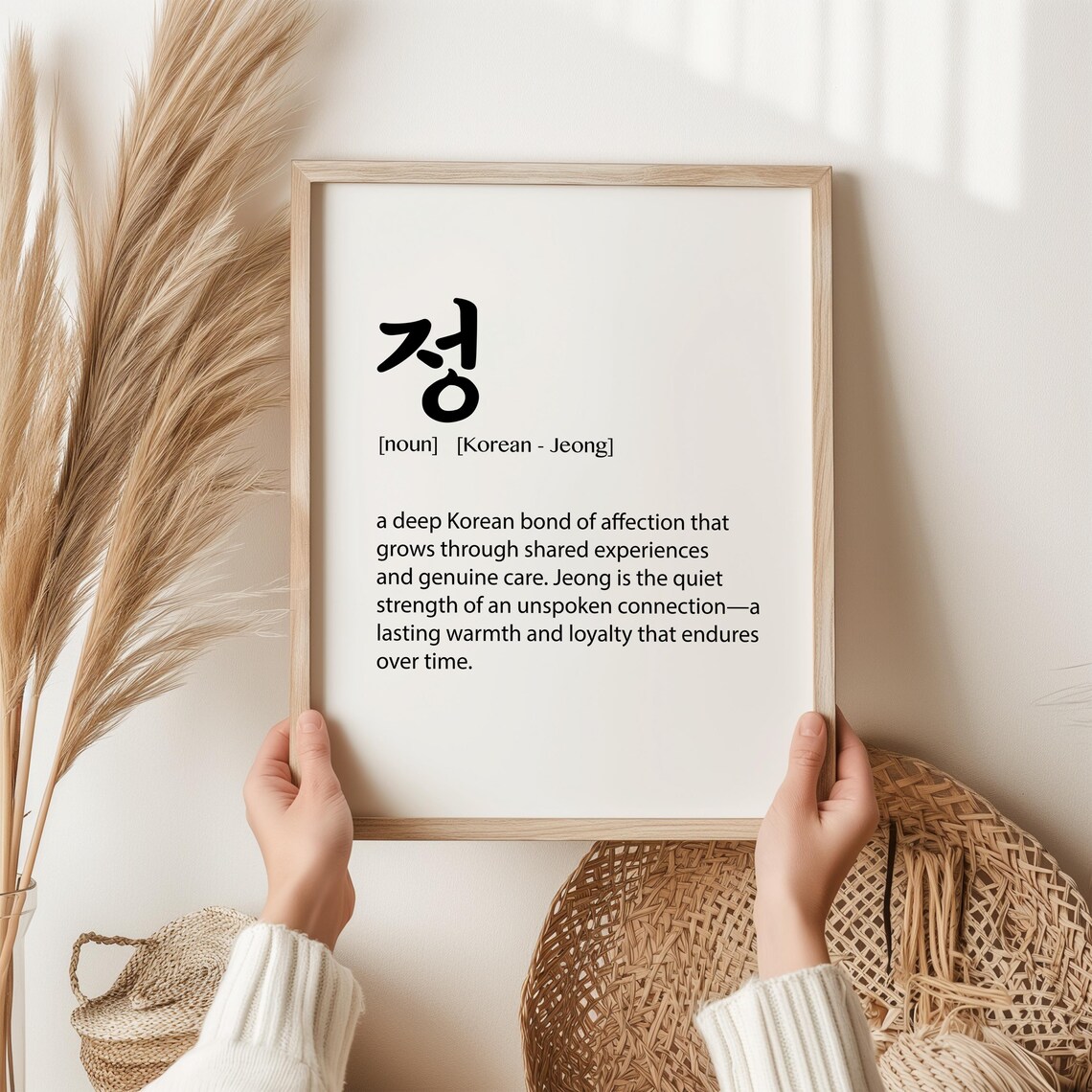 Jeong Korean Definition Print - Deep Bond Wall Art, Meaningful Korean ...