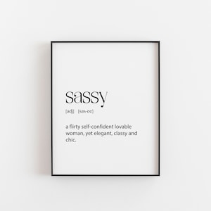 Sassy Definition Print | Digital Download | Minimalist Room Decor ...