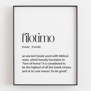 Greek Art Filotimo Definition Greek Poster Greek Wall Art | Etsy