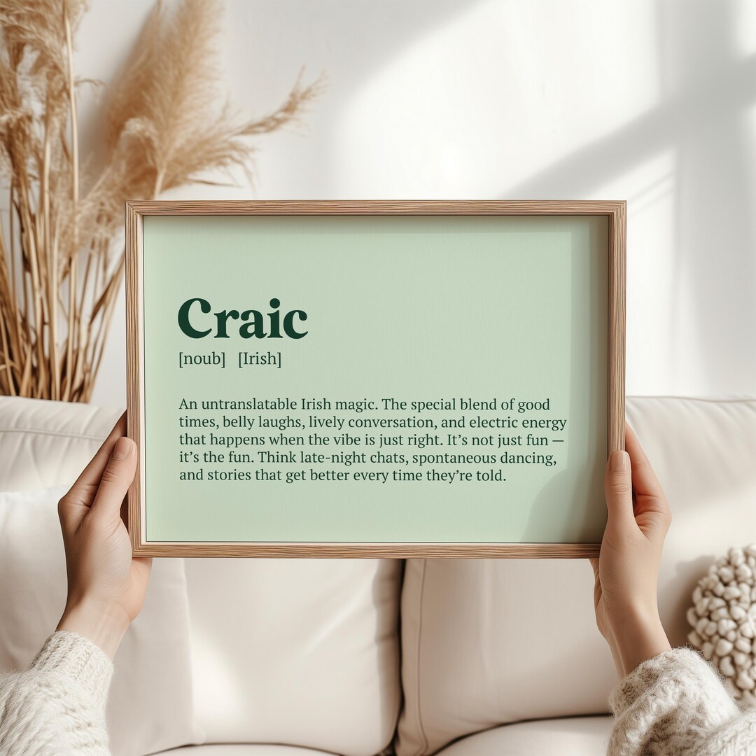 Craic Print - Irish Word Art, Fun & Laughter Wall Decor, Gaelic Quote ...