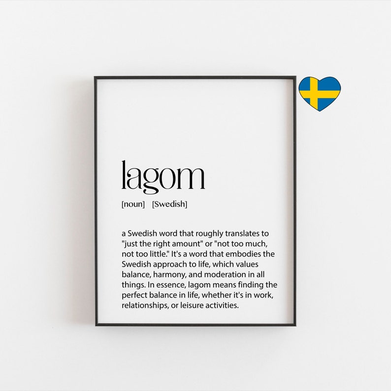Lagom Definition Art Print Swedish Word for Balance and - Etsy