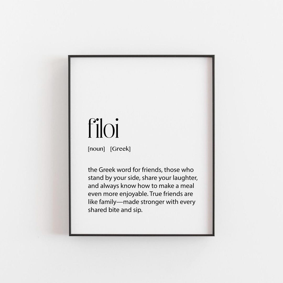 Greek Art, Filoi Definition, Friendship Greek Poster, Greek Wall Art ...