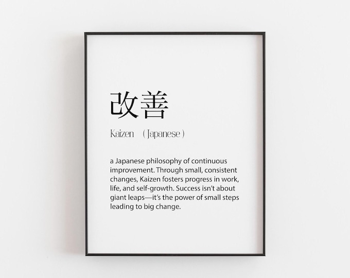 Kaizen Philosophy Definition Poster, Minimalist Printable Wall Art ...