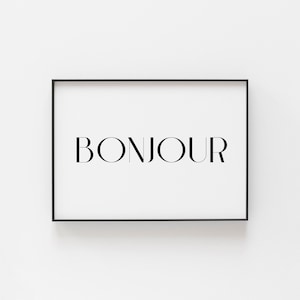 Minimalist Bonjour Definition Print – Modern French Decor for Home ...