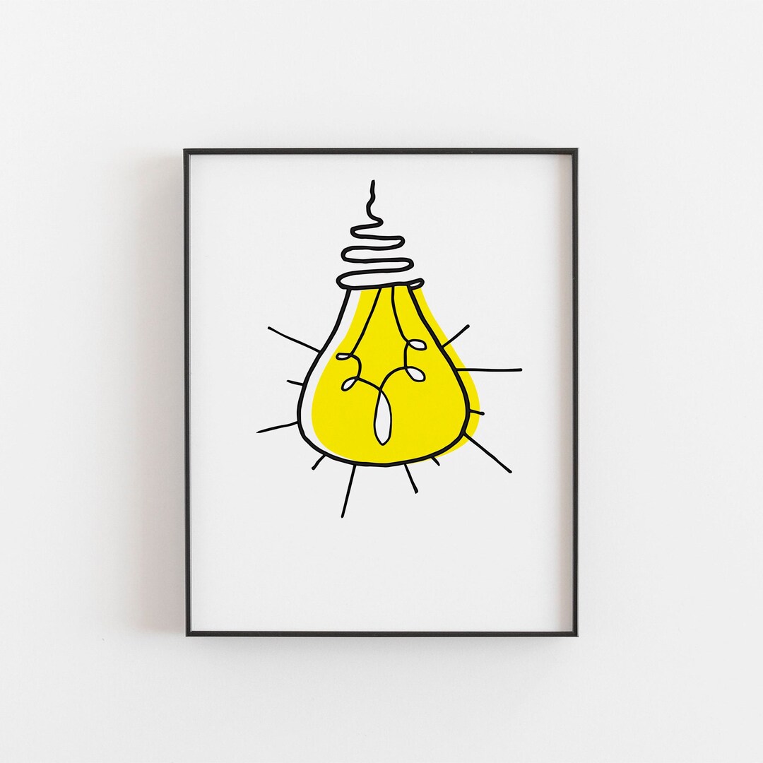 Lightbulb, Office Print, Teenager Room Art, Lightbulb Decor, Light Bulb ...