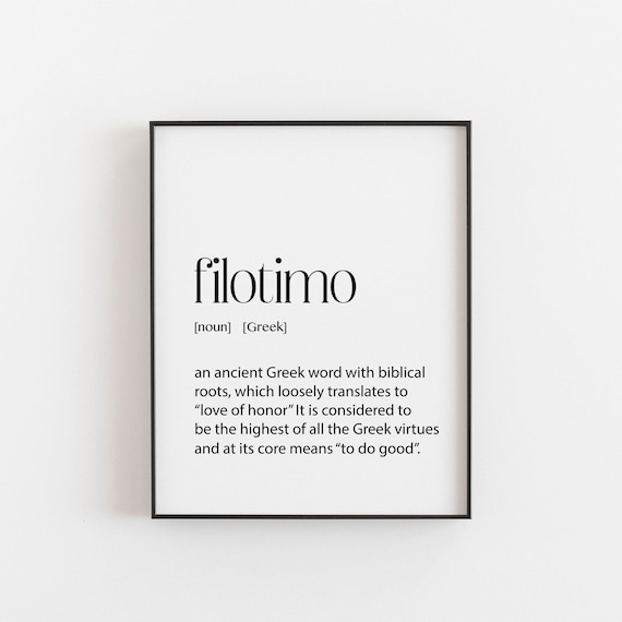 Greek Art Filotimo Definition Greek Poster Greek Wall Art - Etsy Australia