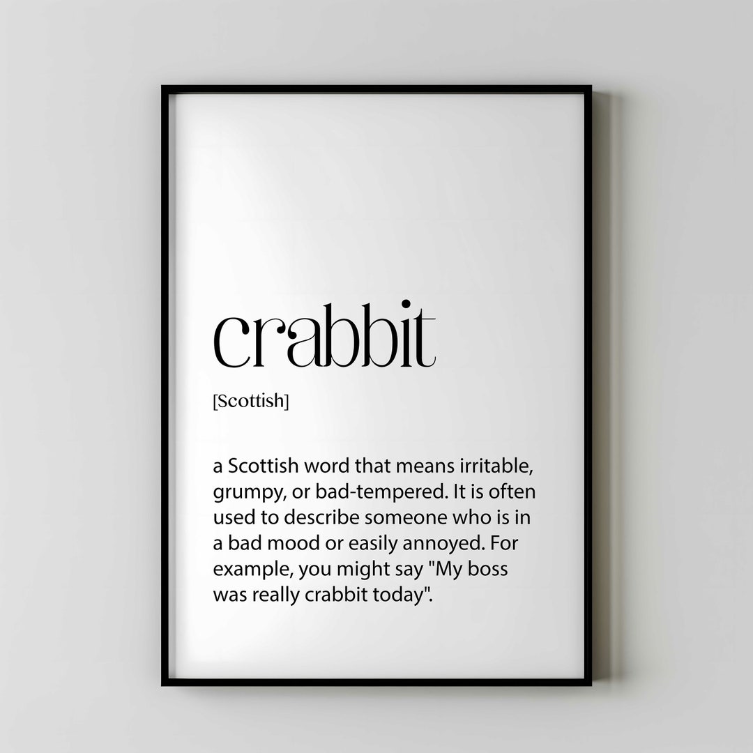 Scottish Print, Crabbit Definition, Scotland Typography Print, Scottish ...