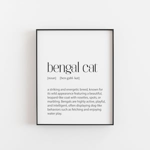 Bengal Cat Poster for Gifts for Cat Owners or Cat Print Gallery Wall ...