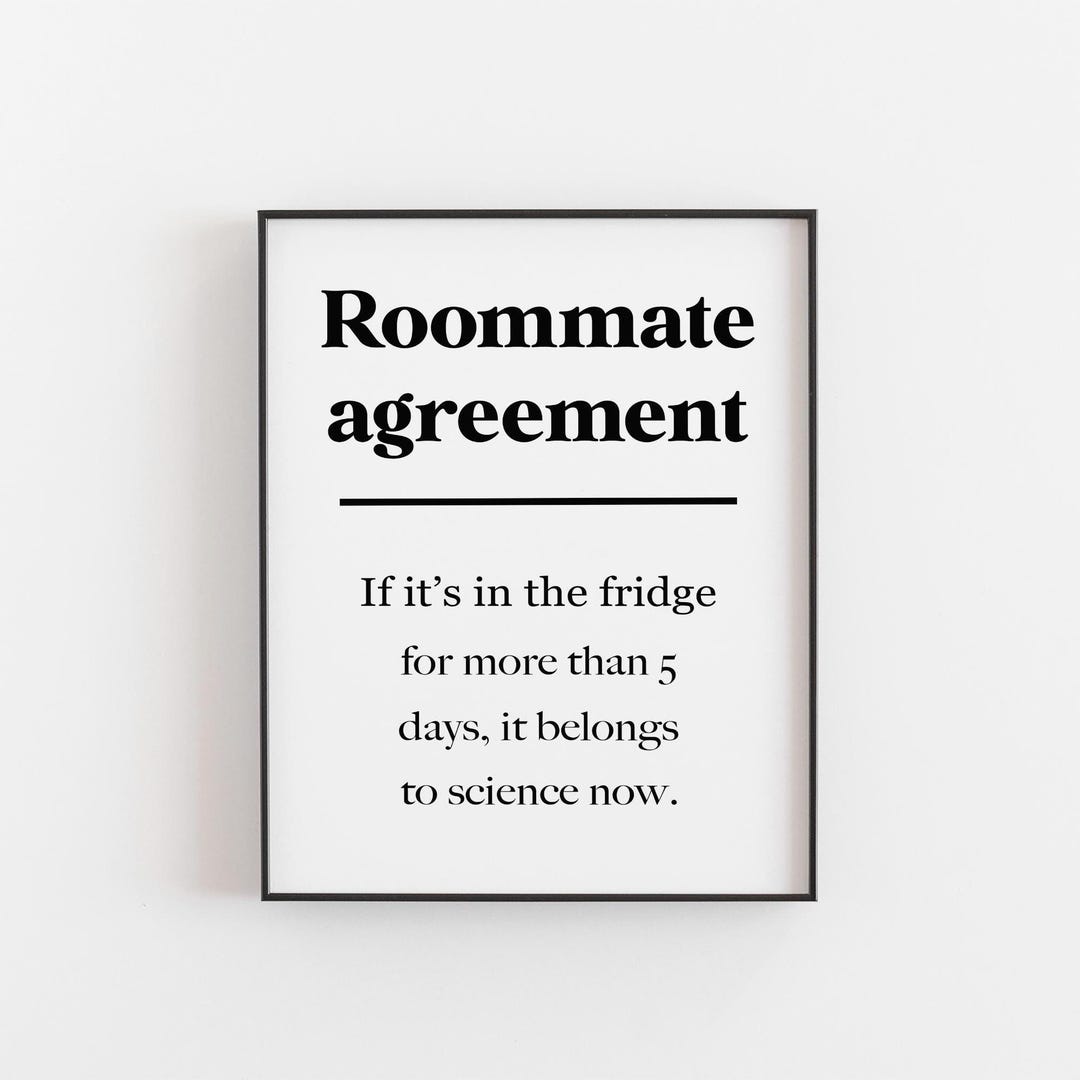 Funny Roommate Agreement Print – Dorm Wall Art – College Apartment ...
