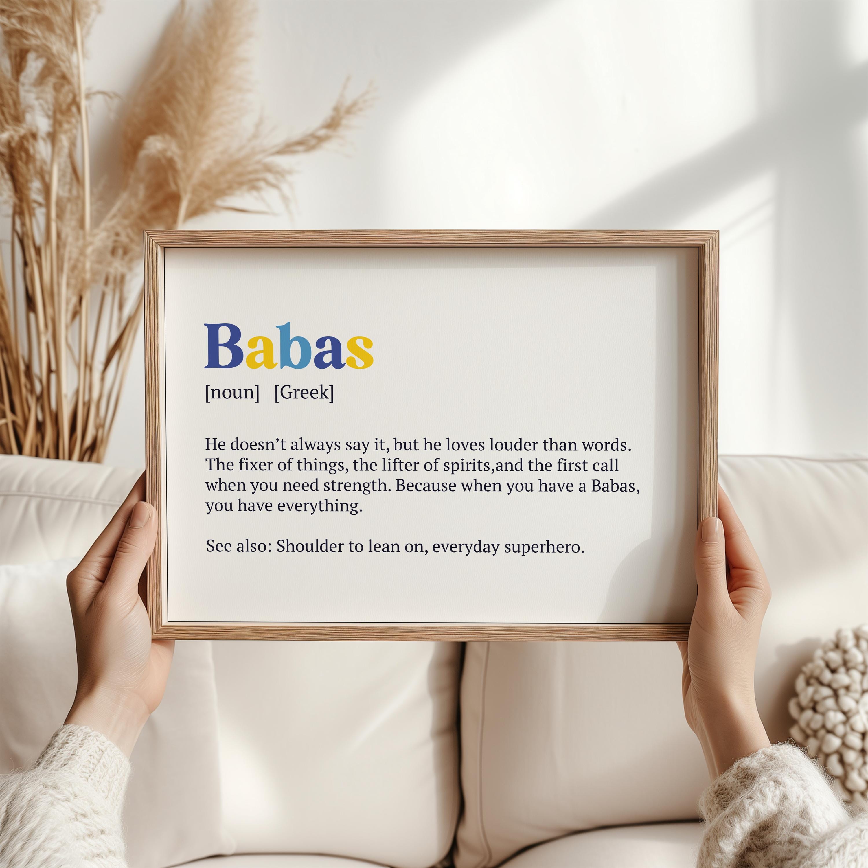 Babas Definition Print - Tribute to Fathers & Father Figures, Emotional ...