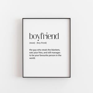 Funny Boyfriend Definition Print – Romantic Wall Art for Valentine's ...