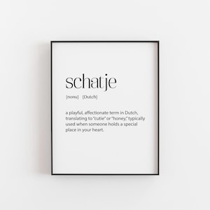 Schatje Definition Print | Dutch Wall Art | Sweetheart Decor | Love ...
