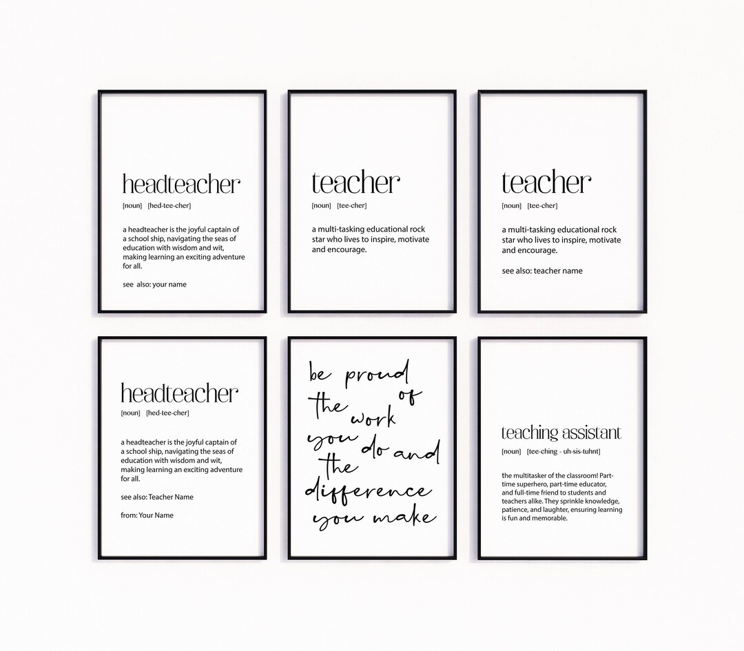 Teacher Print: Collection of Classroom Wall Art, Personalised Teacher ...