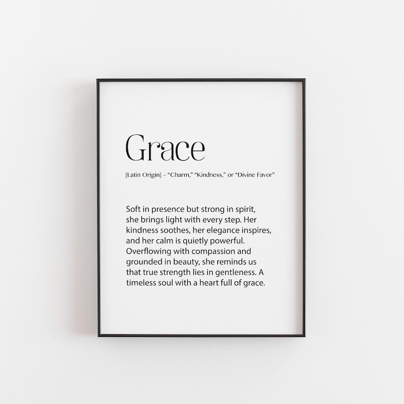 Grace Name Meaning Print - Elegant, Timeless & Heartfelt Wall Art, Baby ...
