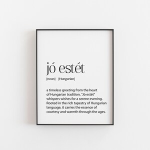 Jó Estét Defintion Print, Hungarian Art Print, Thank You in Hungarian ...