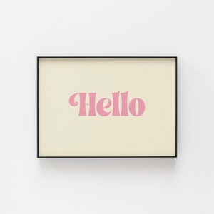 Hello Print, Wall Art, Coloured Wall Art, Welcome Sign, House Room Art ...