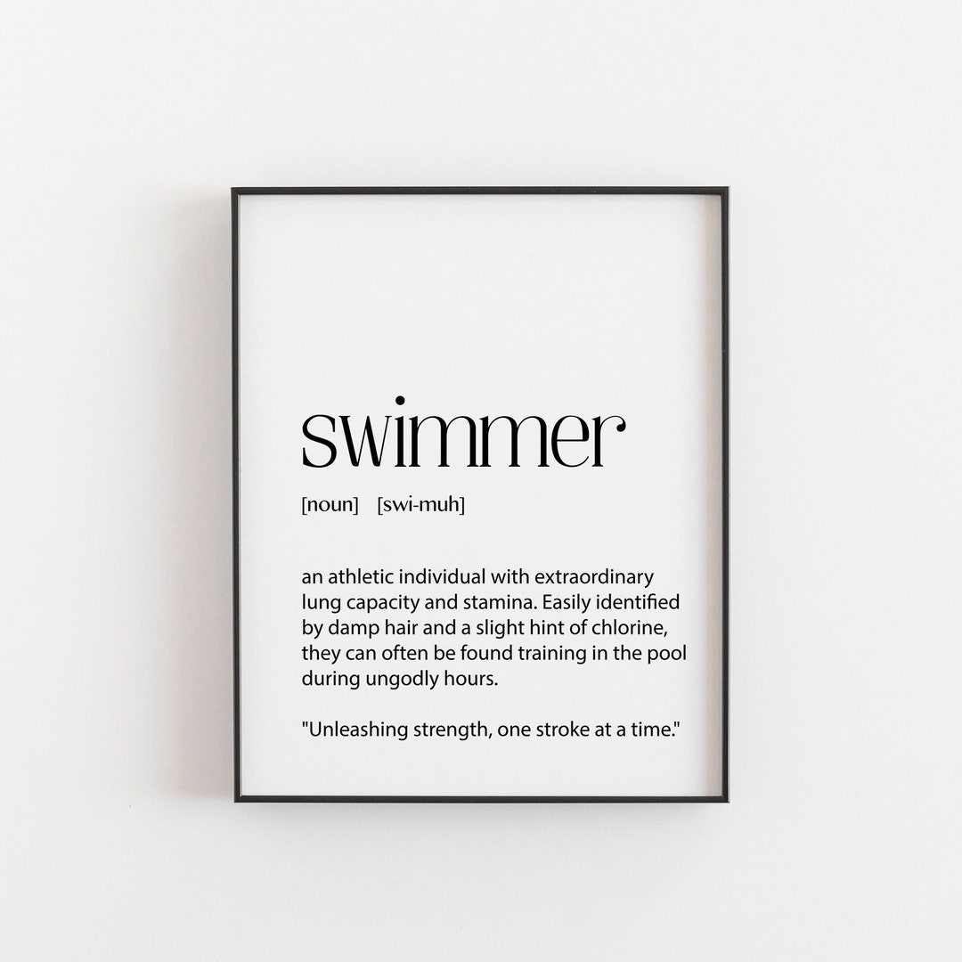 Swimming Print, Definition Print, Swimmer Gift. Wall Art for Swimmers ...