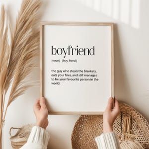 Funny Boyfriend Definition Print – Romantic Wall Art for Valentine's ...