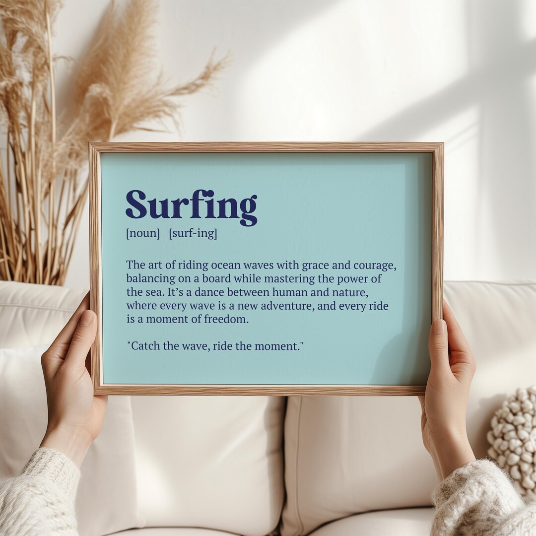 Surfing Definition Print | Gift for Surfer Surfing Wall Art Ocean Lover ...