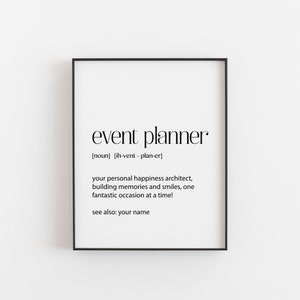 Personalised Event Planner Gift, Definition Wall Art, Event Planner ...