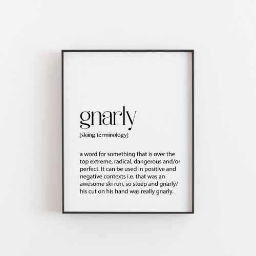 Printable Wall Art Skier Gift Gnarly Definition Ski - Etsy