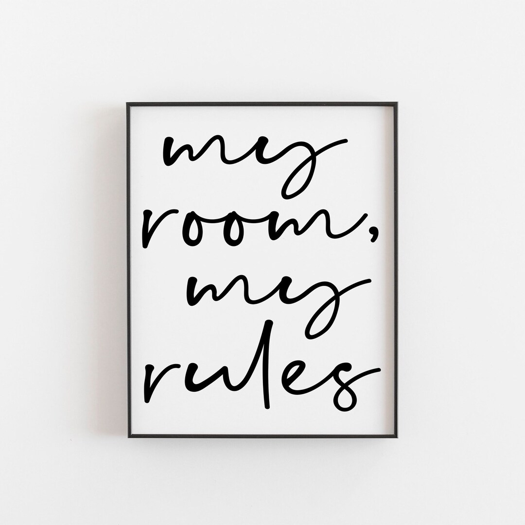 My Room My Rules Print - Customizable Teen Bedroom Wall Art - Modern ...