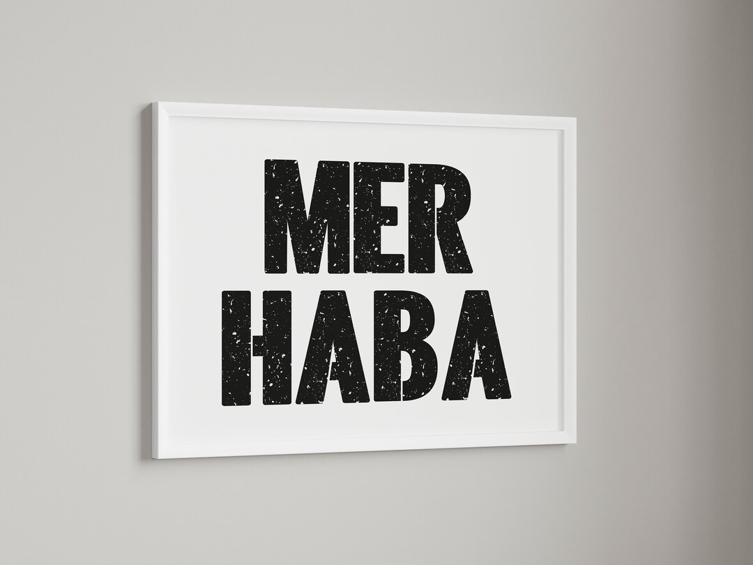 Turkish Merhaba Print Black and White Typography Artwork Inspired by ...