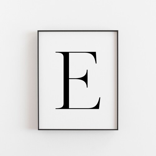 Letter E Printable Nursery Wall Art Initial E Print Black and - Etsy