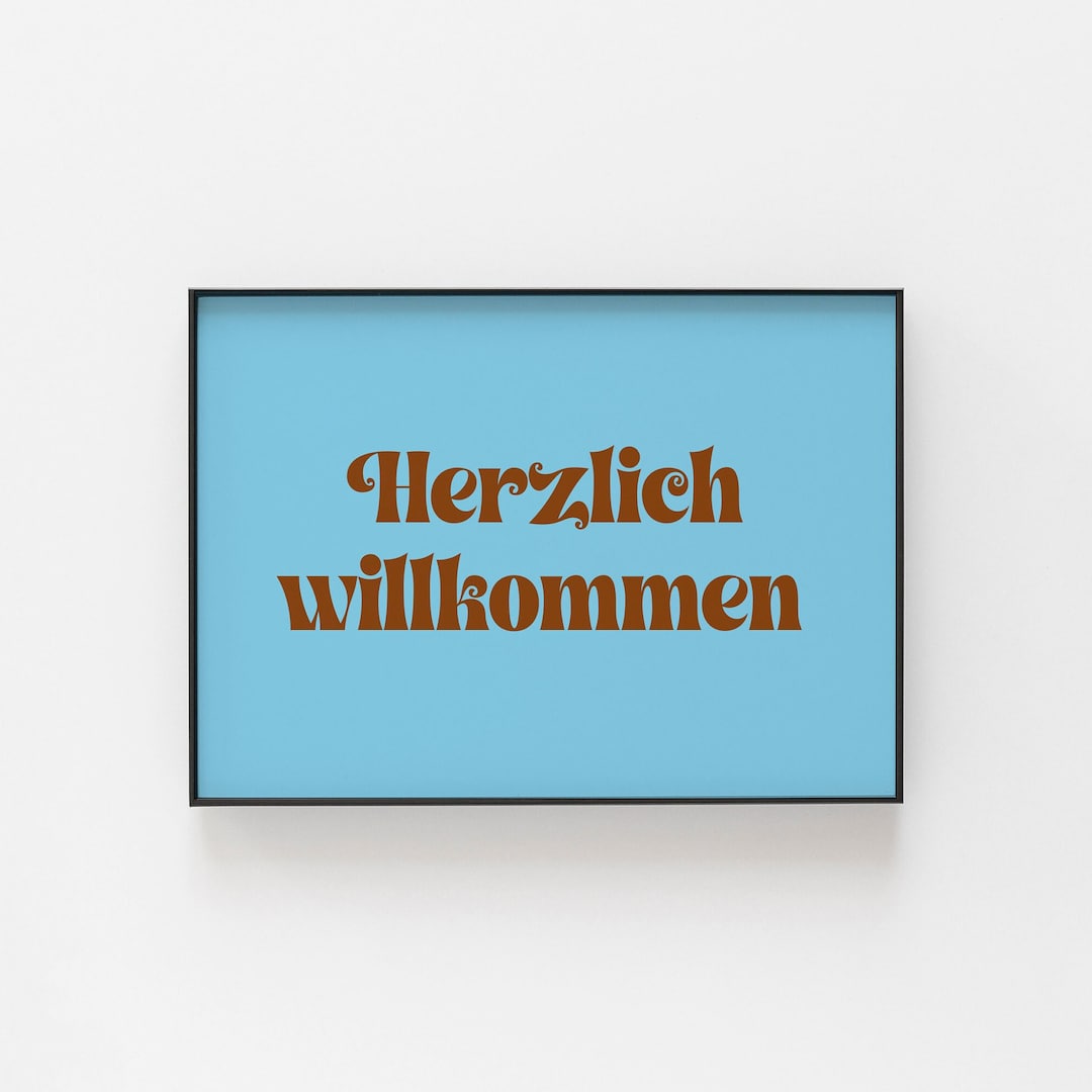 Herzlich Willkommen Typography Print, Deutsch Language Art Print ...