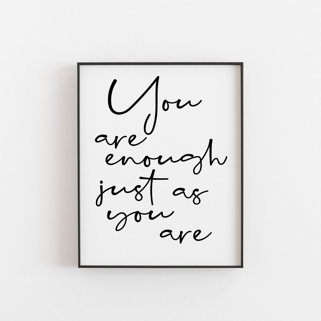 You Are Enough" Typography Wall Art Print, Inspirational Quote Decor ...
