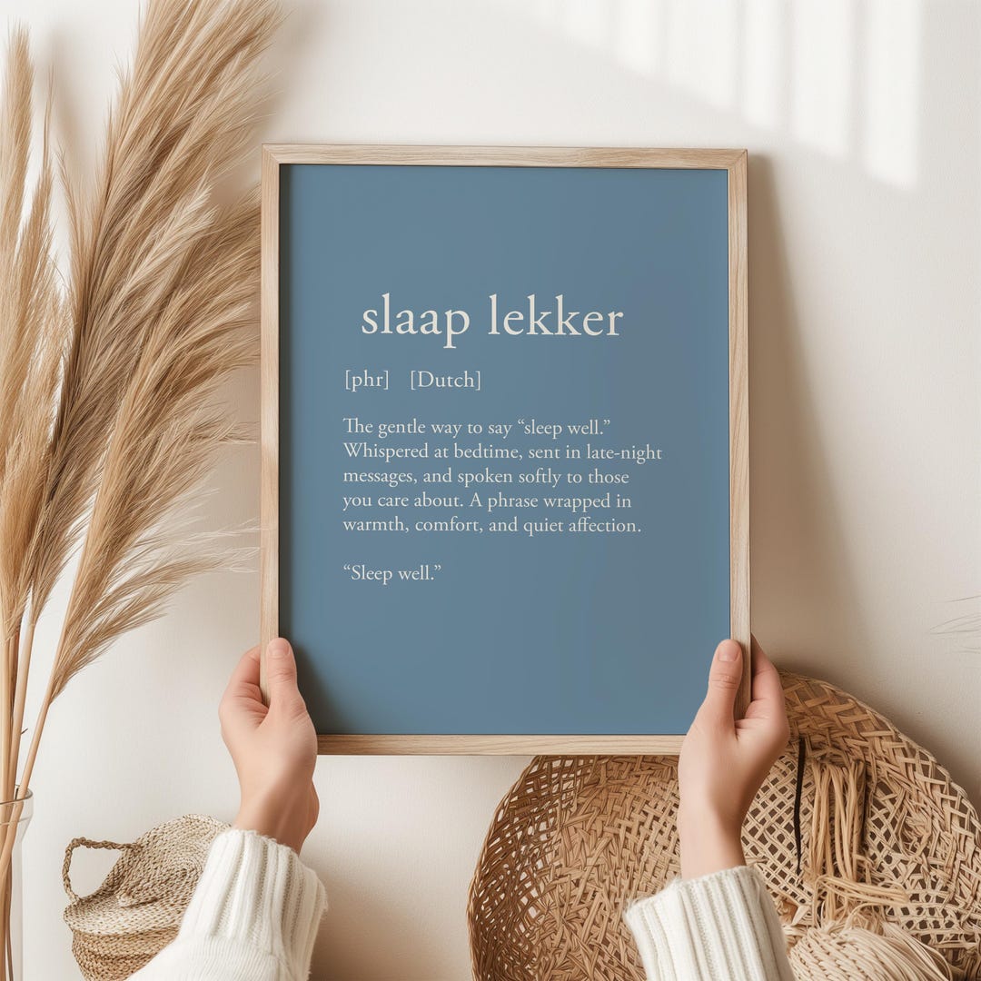 Slaap Lekker Definition Print, Dutch Sleep Well Quote Wall Art, Bedroom ...