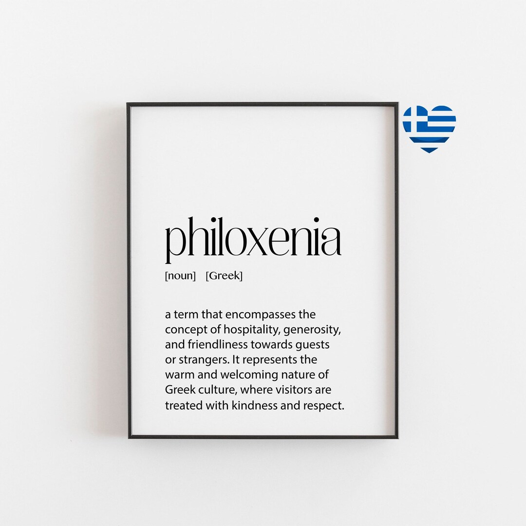 Philoxenia Definition Wall Art Print | Greek Hospitality Typography ...