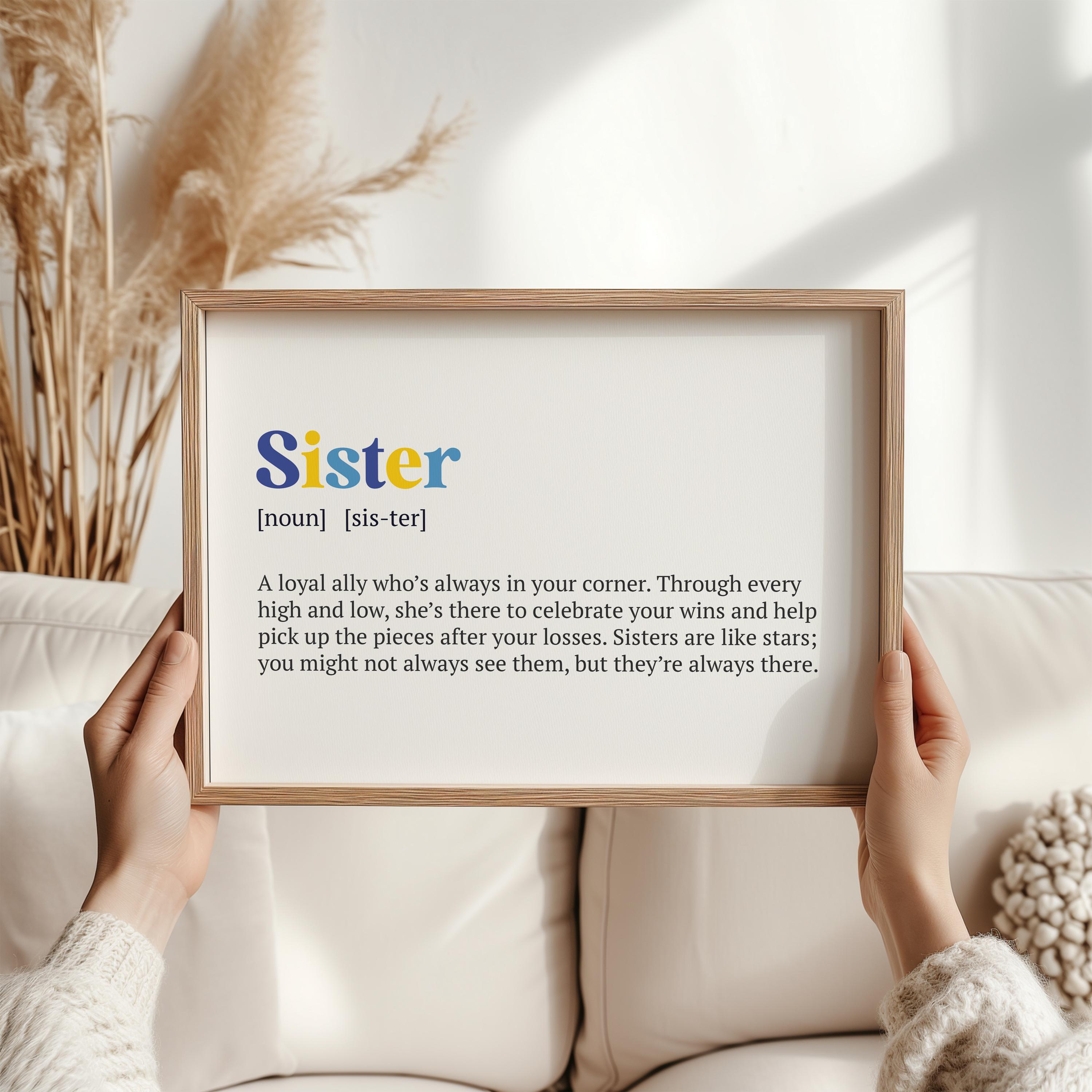 Sister Definition Print | Christmas Gift for Sister | Sister Wall Art ...
