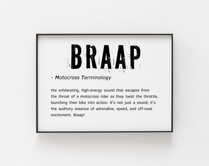 Braap Motocross Wall Art, Ideal Gift for a Motocross Fan, Lovers of ...