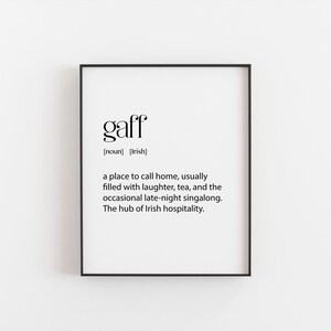 Gaff Definition Print – Irish Slang for Home | Funny Irish Wall Art ...