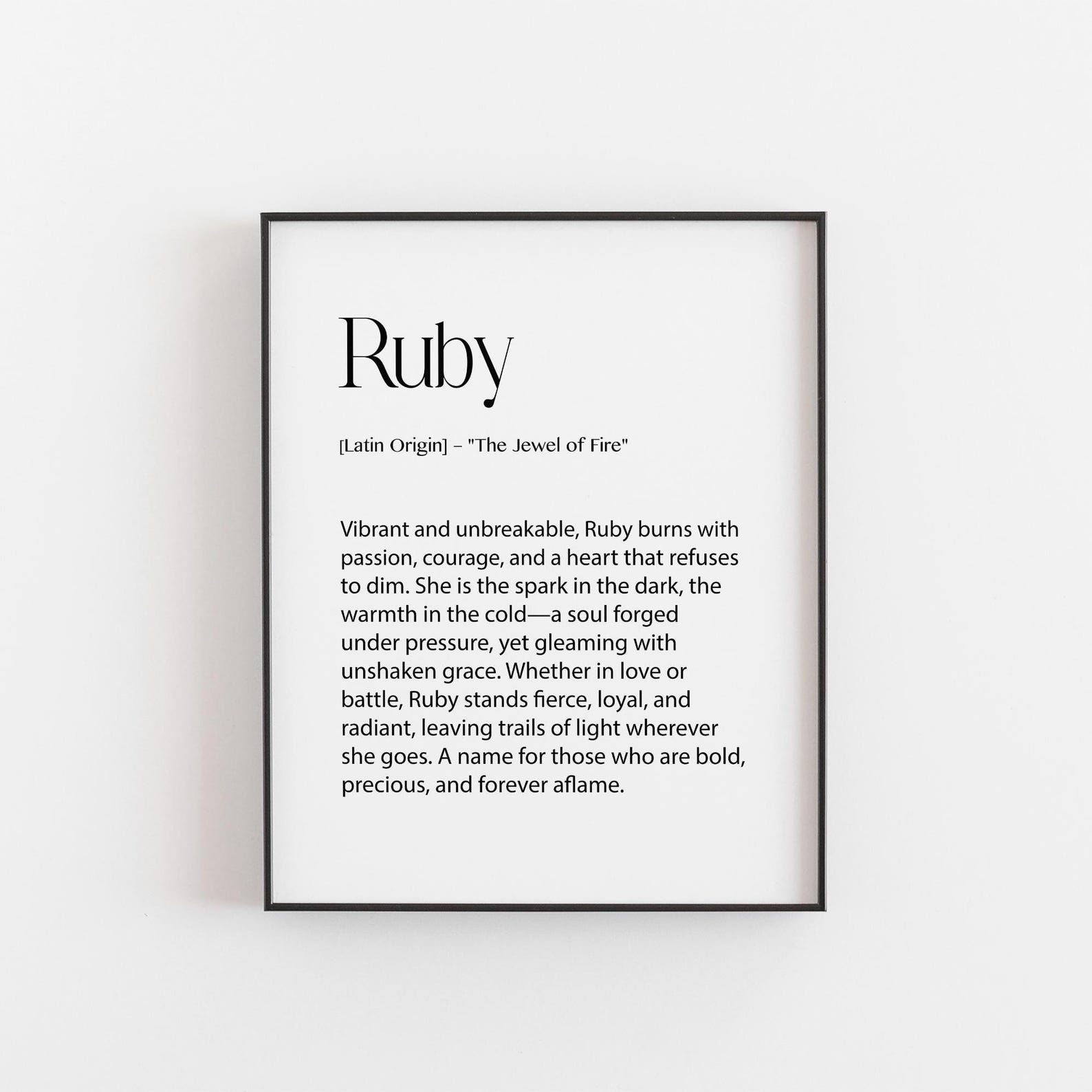 Ruby Name Print – Latin Origin “the Jewel of Fire” – Bold Meaningful ...