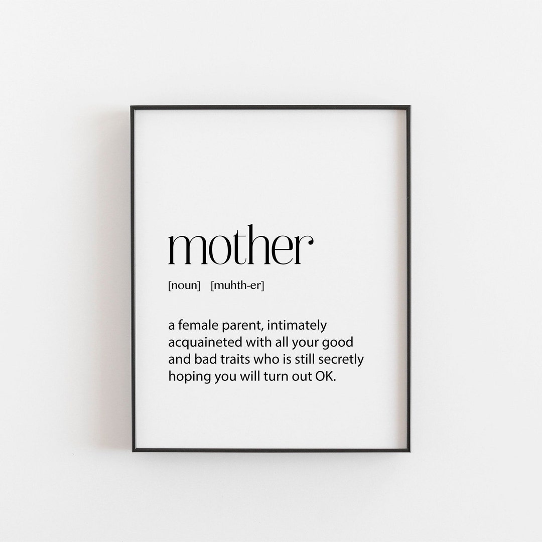 Mother Definition Print - Meaningful Wall Art for Mom's Bedroom, Living ...