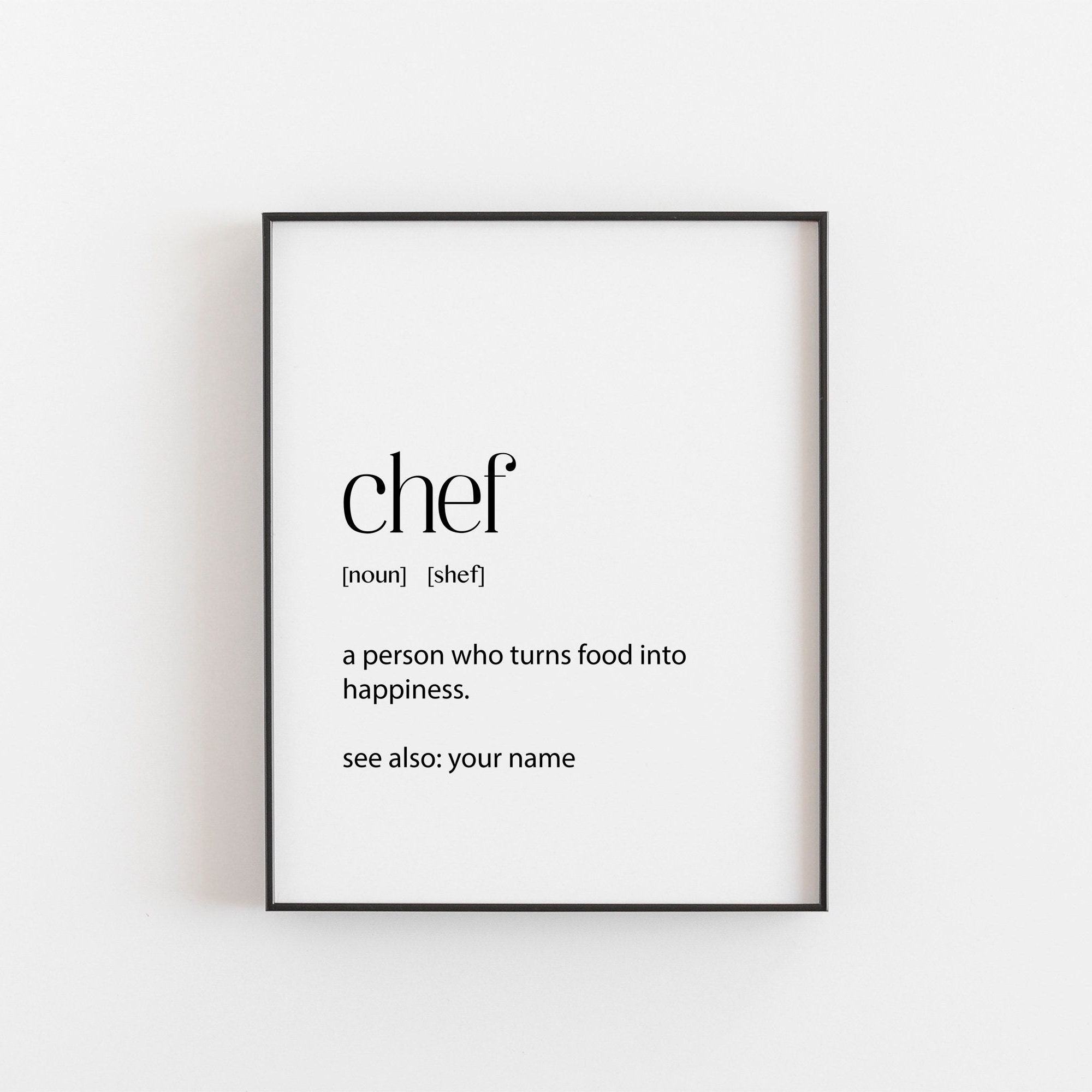 Chef Gift | Chef Personalised Gift | Chef Wall Art | Personalised Chef ...