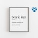 Bonnie Lass Definition Print Scottish Print Scottish Wall - Etsy