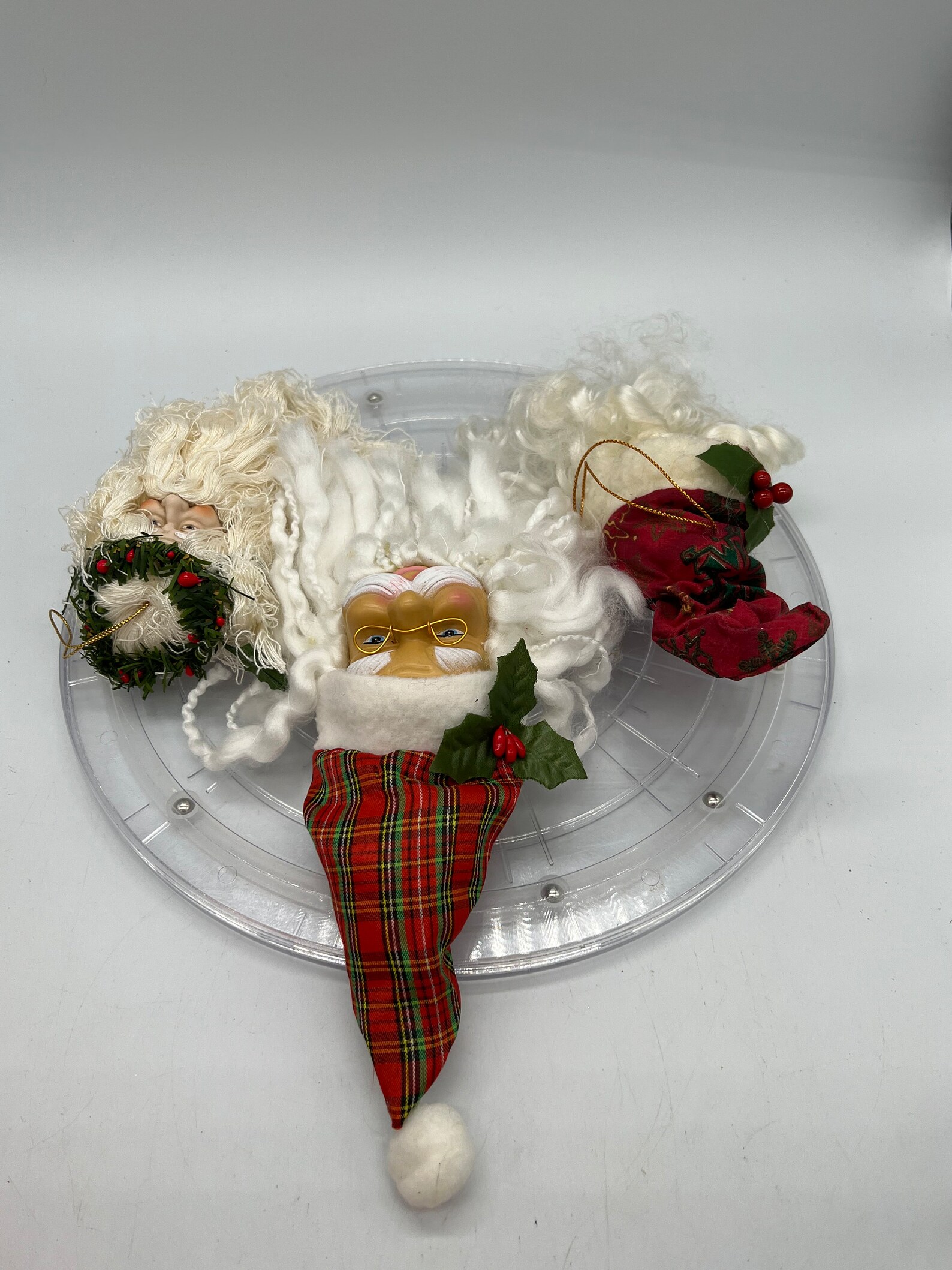 Vintage Porcelain and Plastic Santa Head Christmas Ornaments. - Etsy