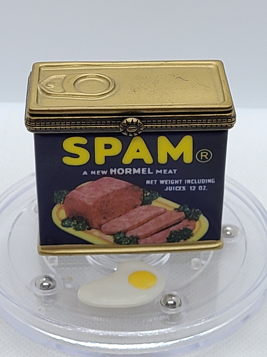 Vintage Spam Porcelain Hinged Box With Fried Egg Trinket by | Etsy