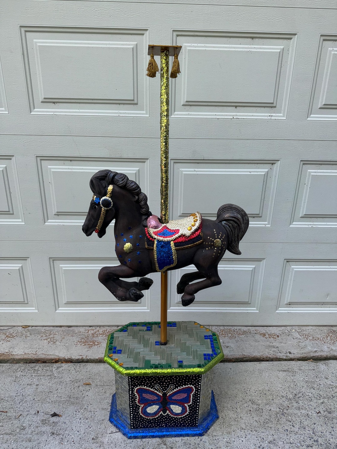 Antique Life Size Beautiful Hand Painted Metal Carousel Horse With ...