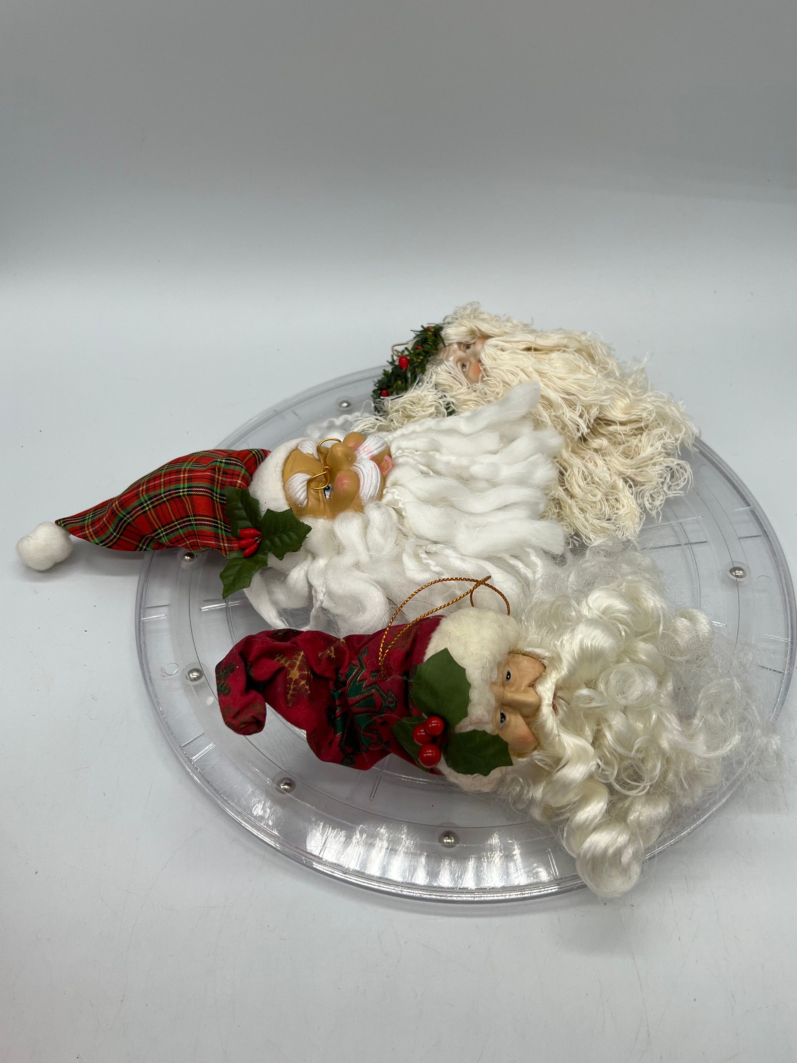 Vintage Porcelain and Plastic Santa Head Christmas Ornaments. - Etsy