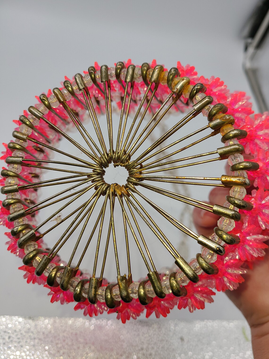 Gorgeous Vintage Safety Pin & Bead Basket. | Etsy