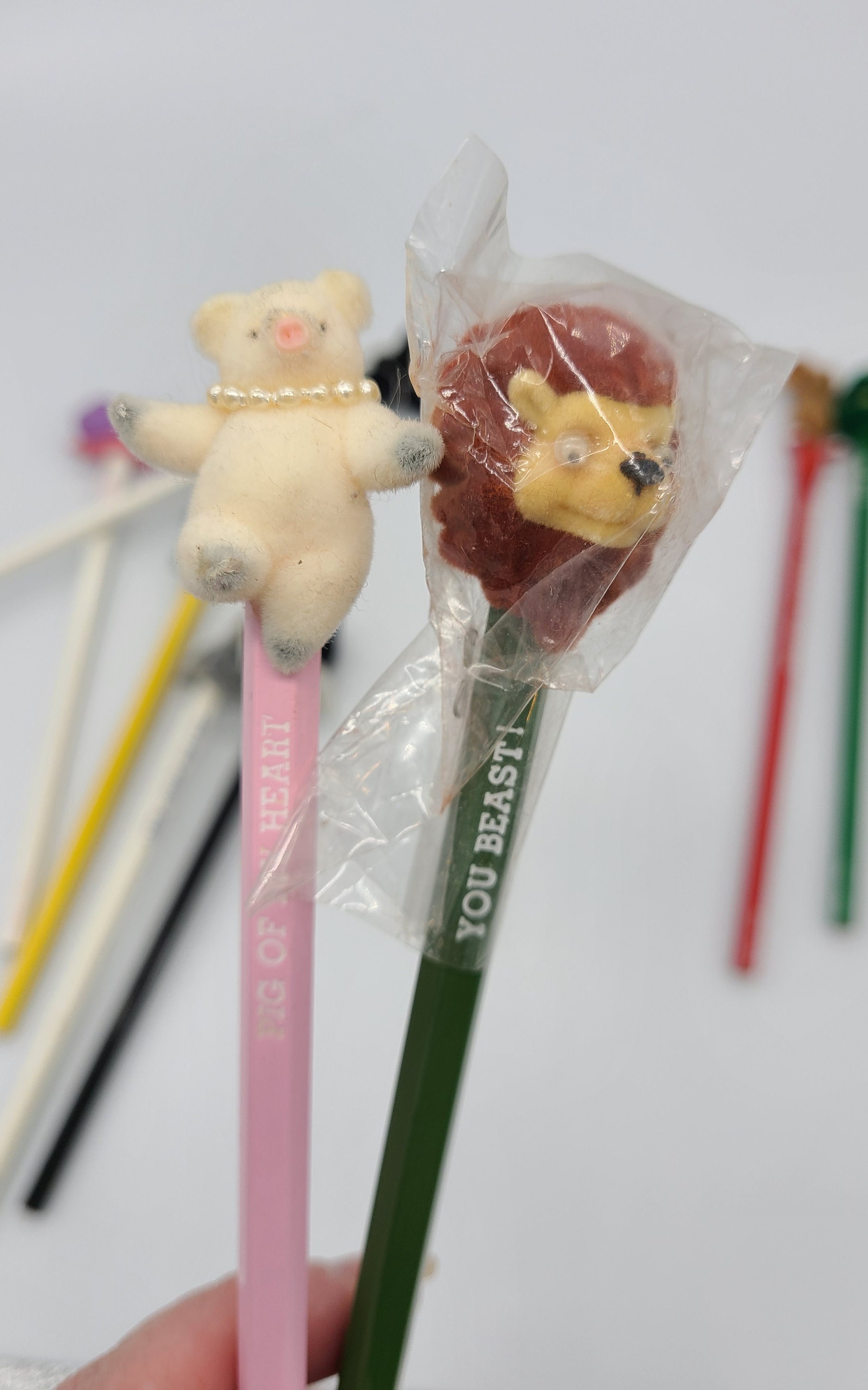 Vintage Flocked Animal School Pencils. Sold Separately | Etsy