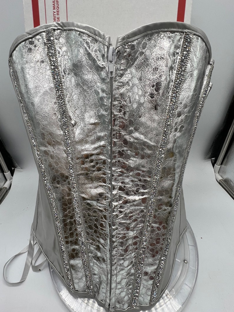 Custom Silver Bustier Corset With Diamond Rhinestone Embellishments - Etsy