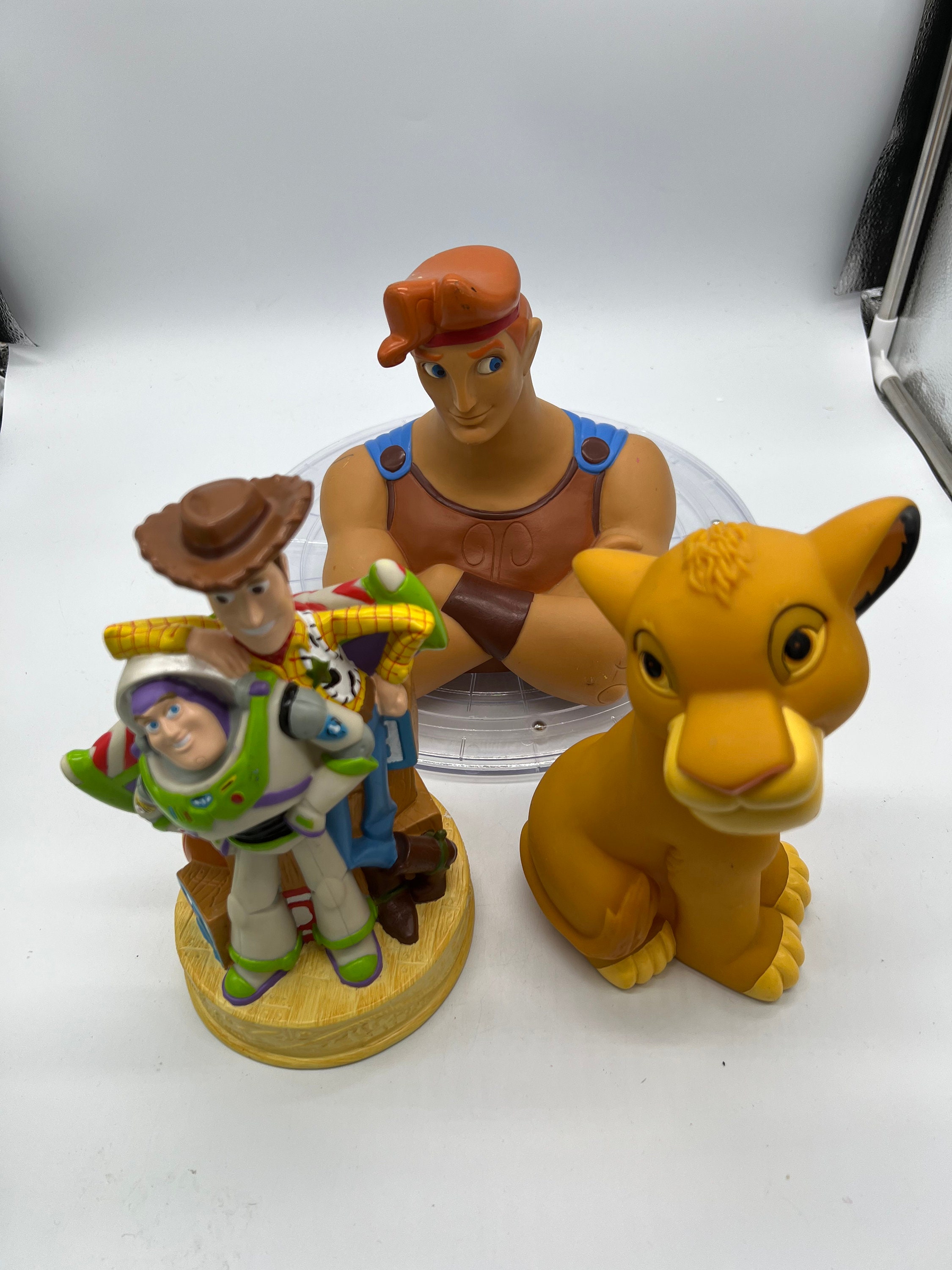 Vintage Disney Simba Buzz and Woody and Hercules Piggy Banks. | Etsy