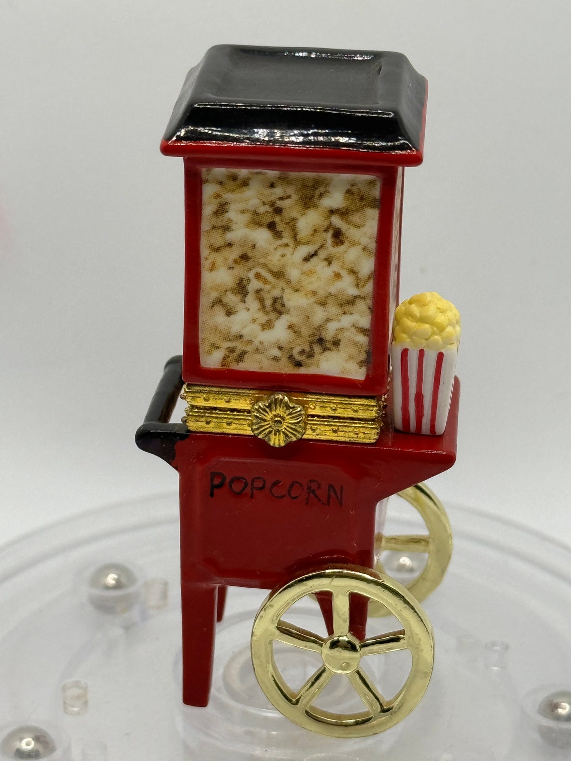 Movie Theater Popcorn Trolley Porcelain Hinged Box With Popcorn Trinket ...