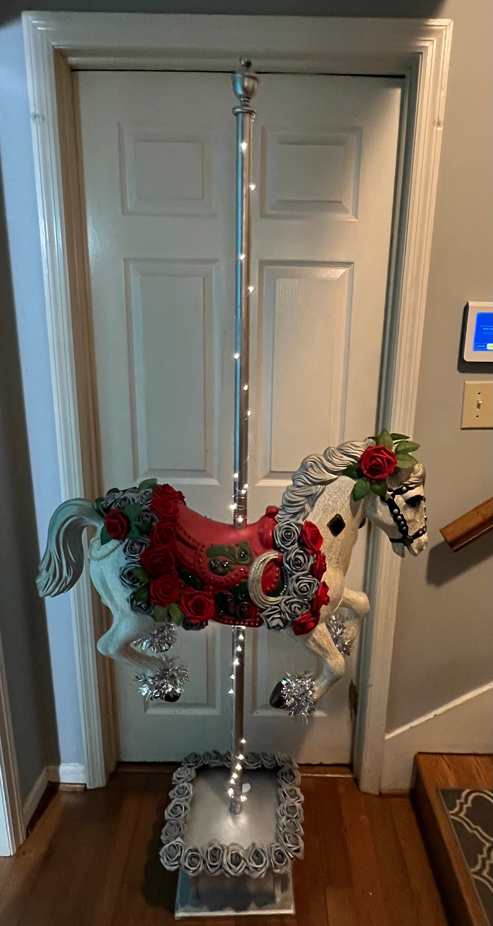 Christmas Carousel Horse Life Size! Hand Painted, Rhinestone and Rose ...