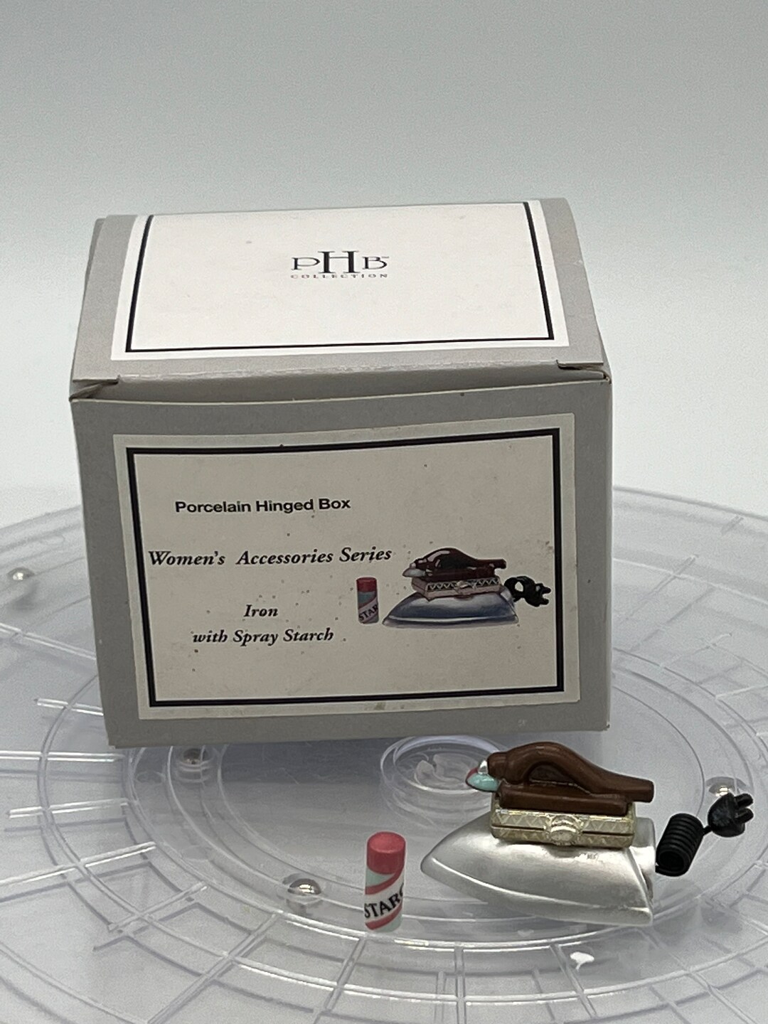 Vintage PHB Porcelain Hinged Box Iron With Starch Trinket. Has Original ...